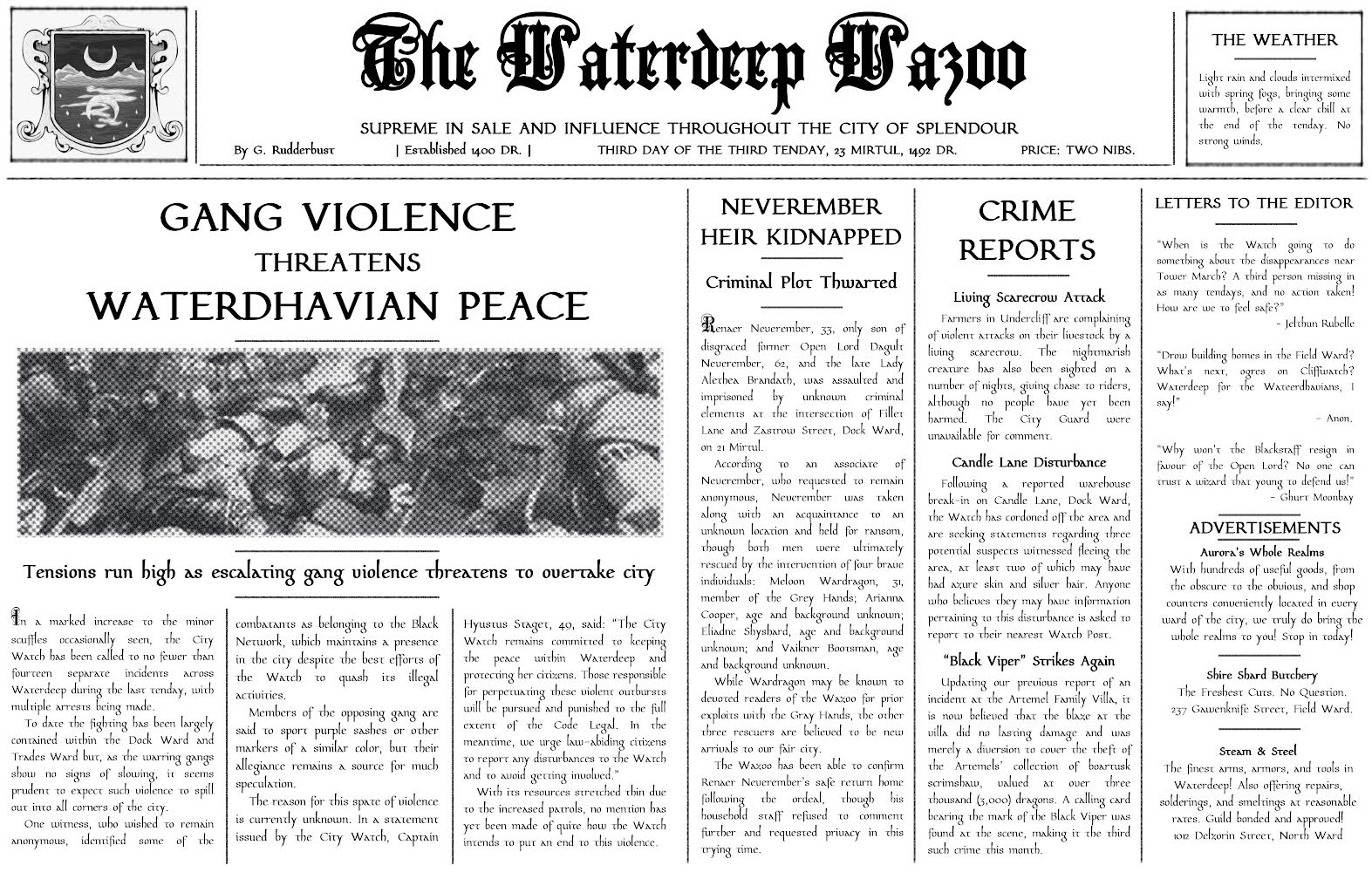 The Wazoo: 23 Mirtul 1492 D.R. – Tears of the Seldarine